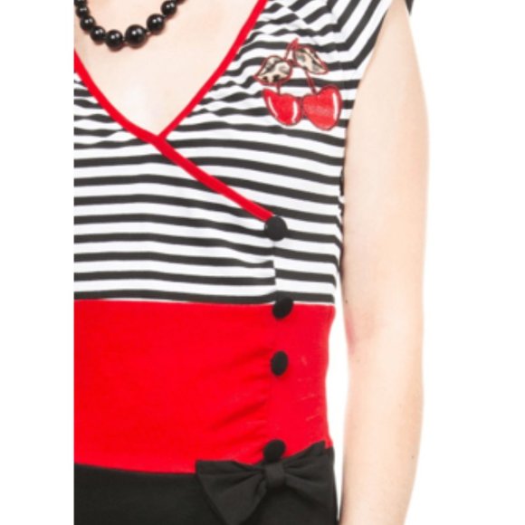 Sourpuss | Dresses | Kool Yer Jets Striped Cherry Dress | Poshmark